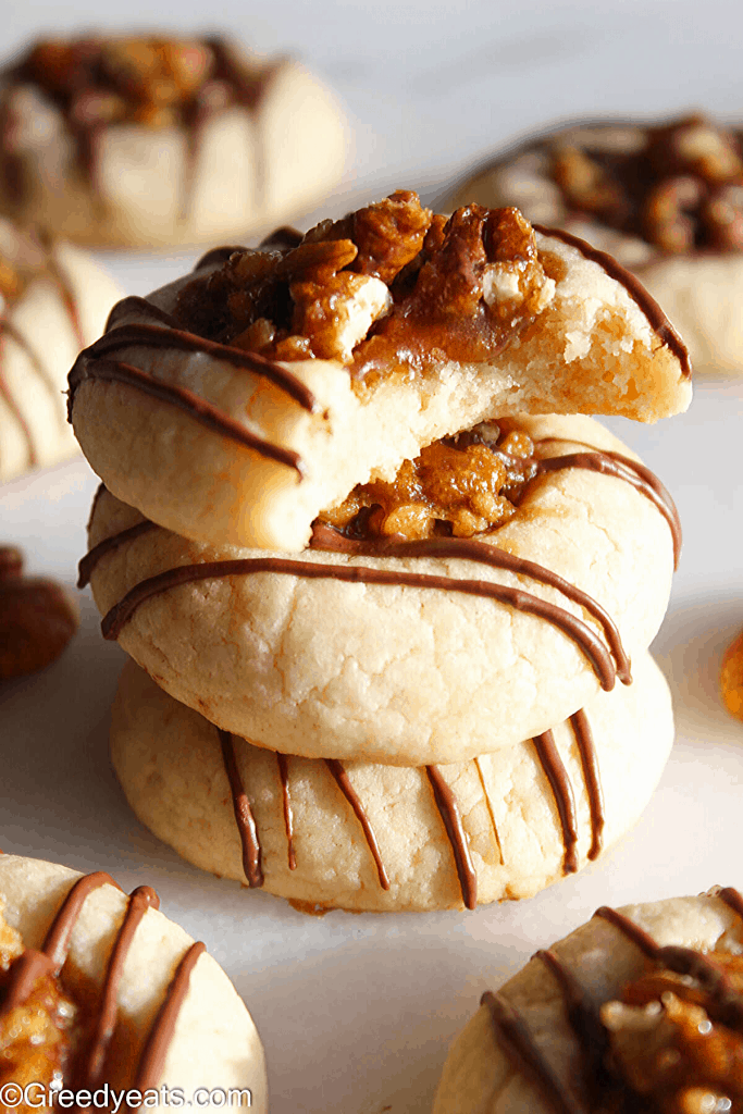 Pecan Pie Cookies Recipe with Cream cheese Cookie base- Greedy Eats