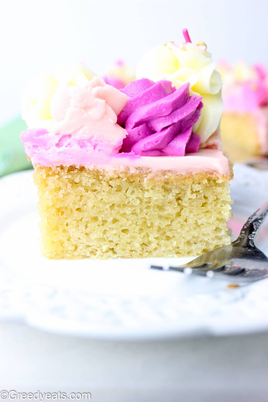 Vanilla Cake with Buttercream Frosting - Greedy Eats
