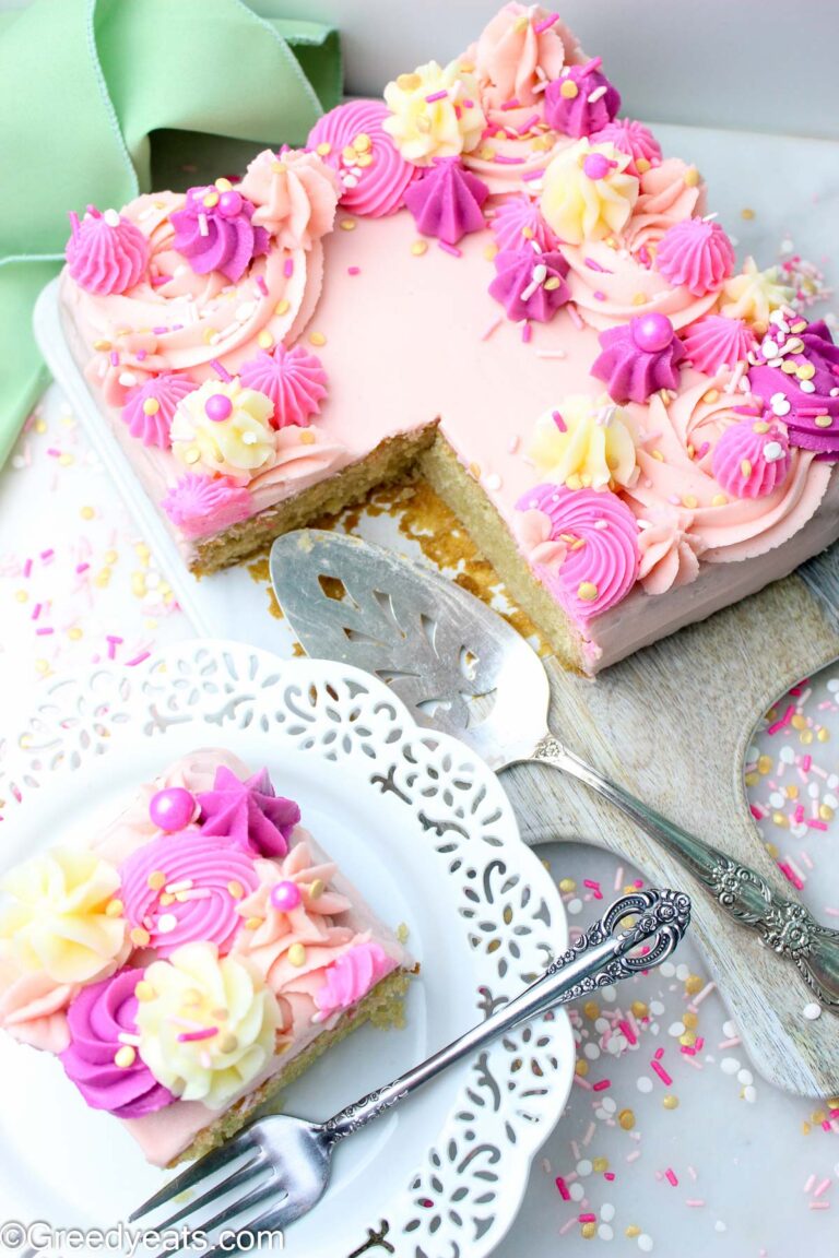 Vanilla Cake with Buttercream Frosting - Greedy Eats